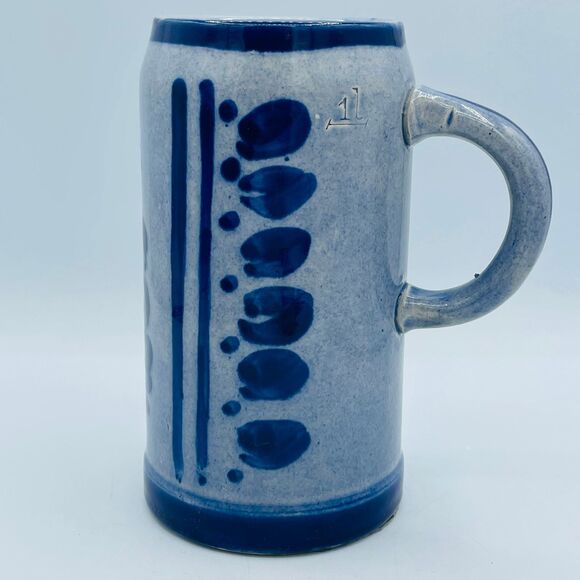 Dining | Jumbo 1 Liter Blue Stoneware Cobalt Blue Beer Stein Tankard ...